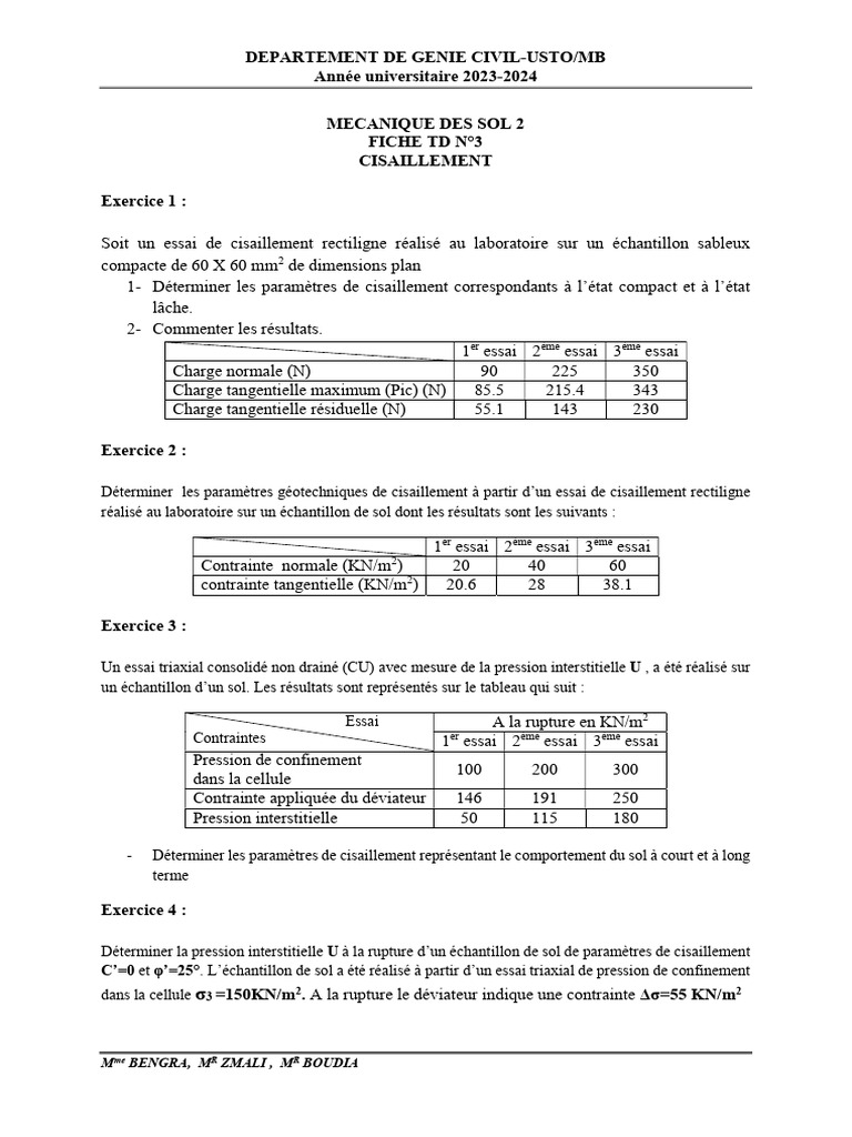 Td 3 Cisillement Pdf
