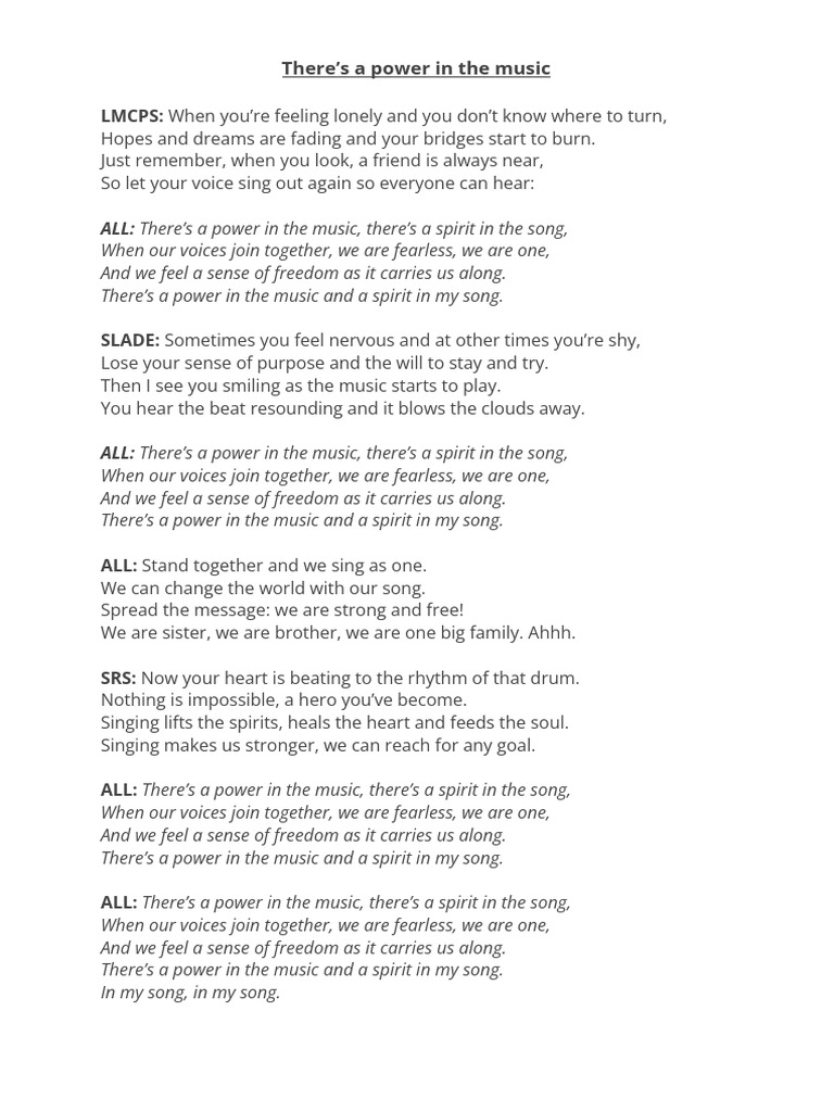 There's A Power Lyrics | PDF