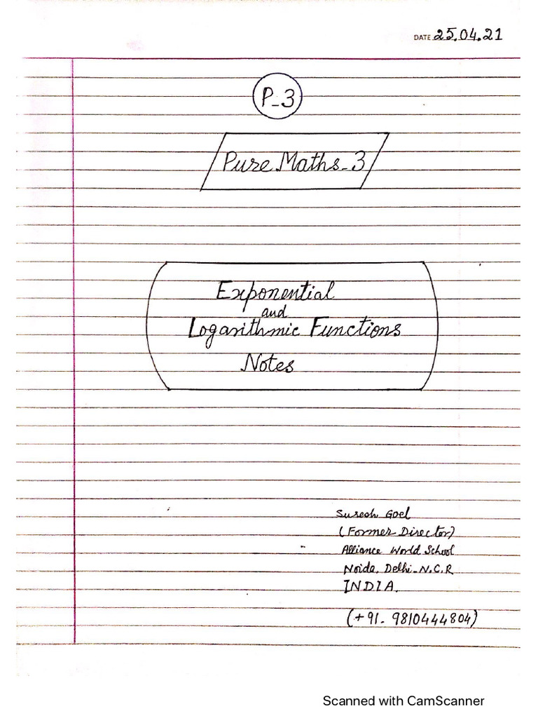 P3 Exponential And Logarithmic Functions Notes Pdf