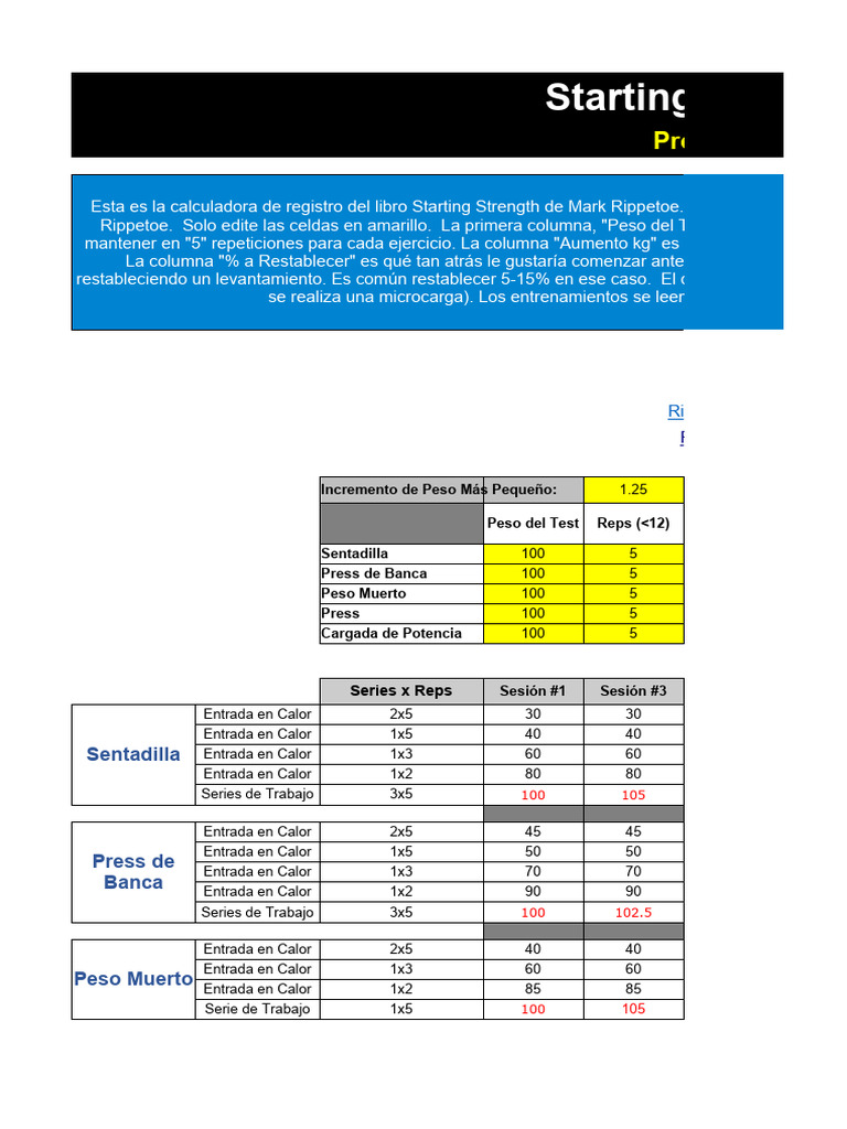 Calculadora Starting Strength | PDF | Entrenamiento de fuerza ...