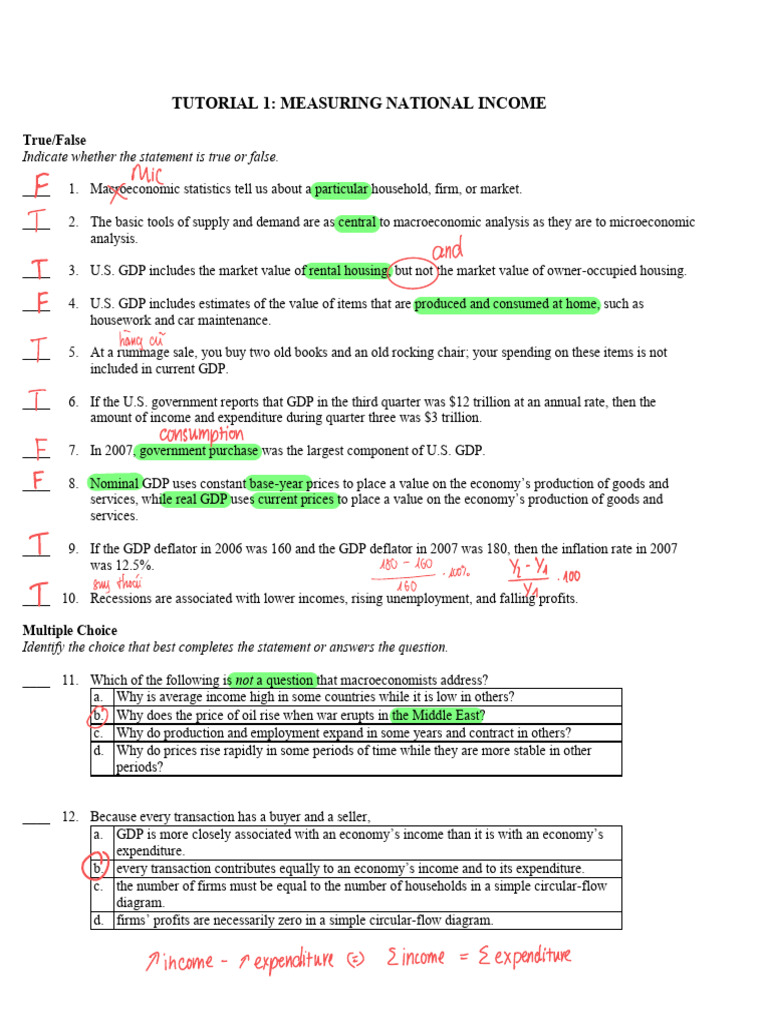 MAC Tutorial Exercises K22 Student Version | PDF | Gross Domestic ...