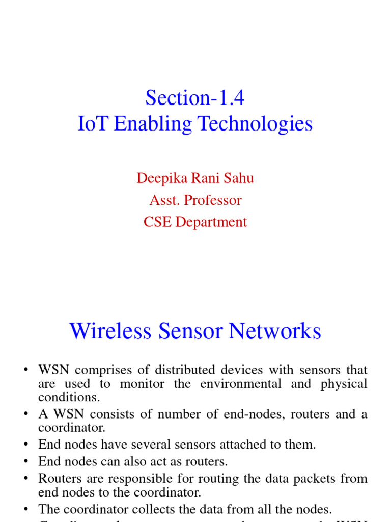 Chapter1.3 - IoT Enabling Technologies | PDF | Cloud Computing | Wireless Sensor Network