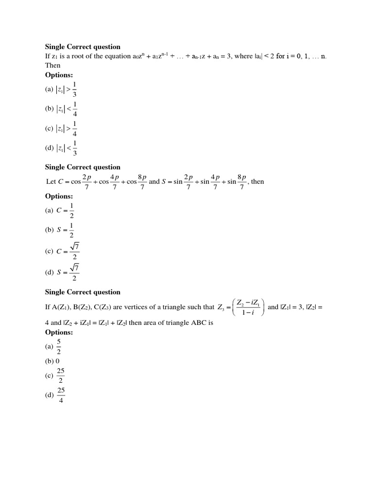 Complex Numbers Arjuna Series | PDF | Mathematical Objects