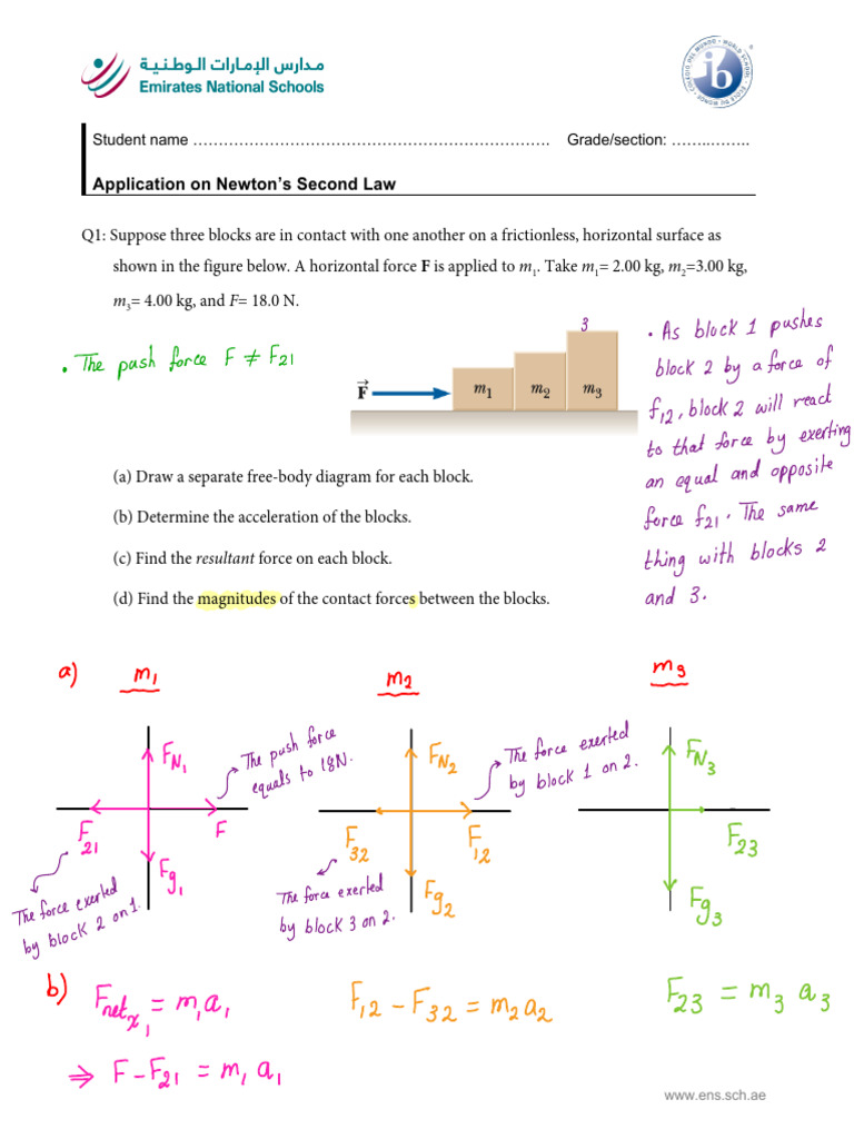 Application On Newton's Second Law V2 | PDF | Tension (Physics) | Force