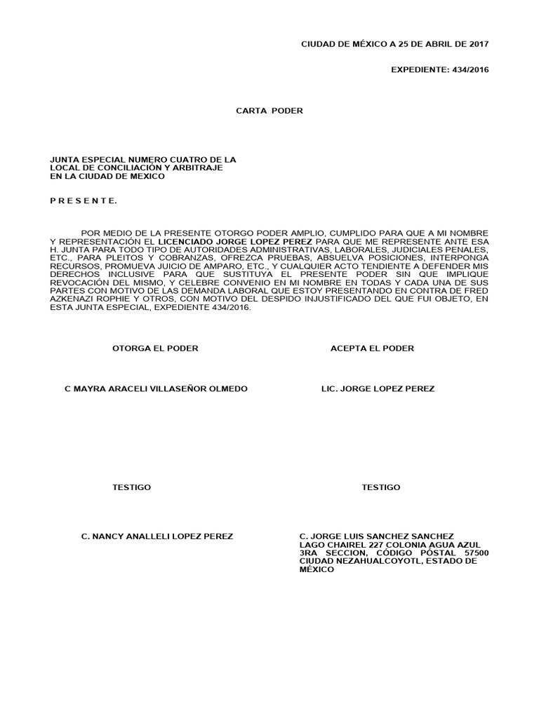 Carta Poder para Conciliación Laboral | PDF | Derecho