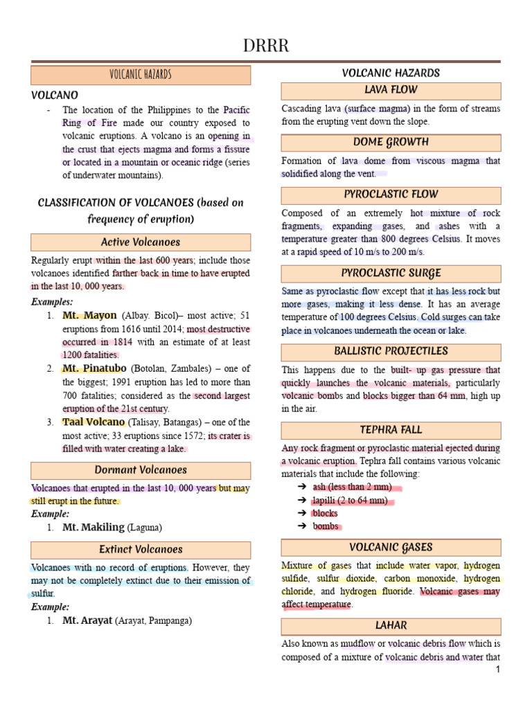 DRRR 3rd Quarter | PDF | Volcano | Types Of Volcanic Eruptions
