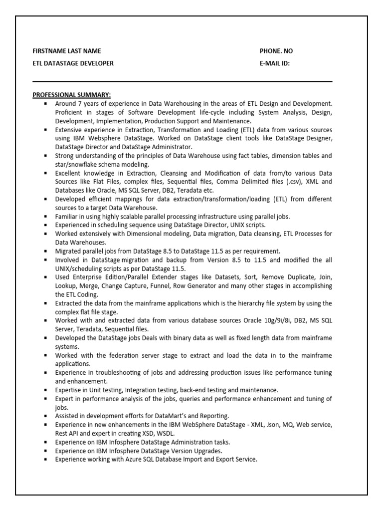 Sruthi Datastage Resume | PDF | Ibm Db2 | Databases