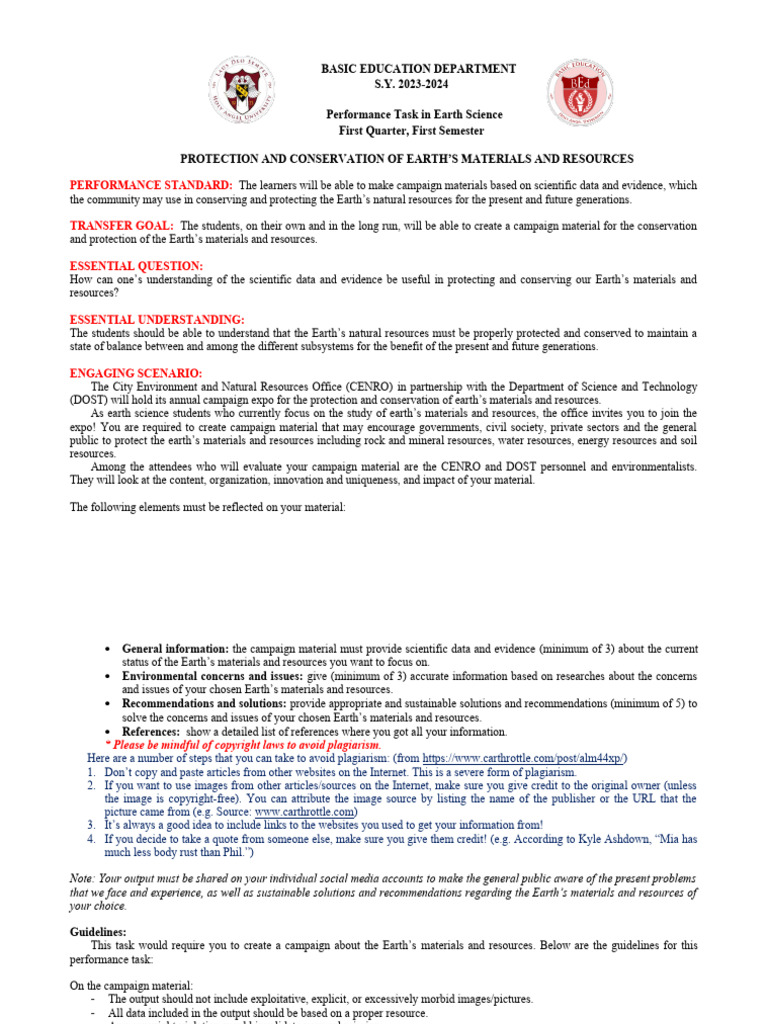 EarthScience 1stQuarter PETA-1 | PDF