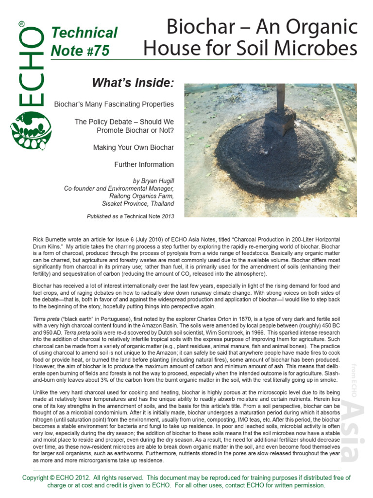 TN - 75 Biochar - An Organic House For Soil Microbes | PDF | Soil ...