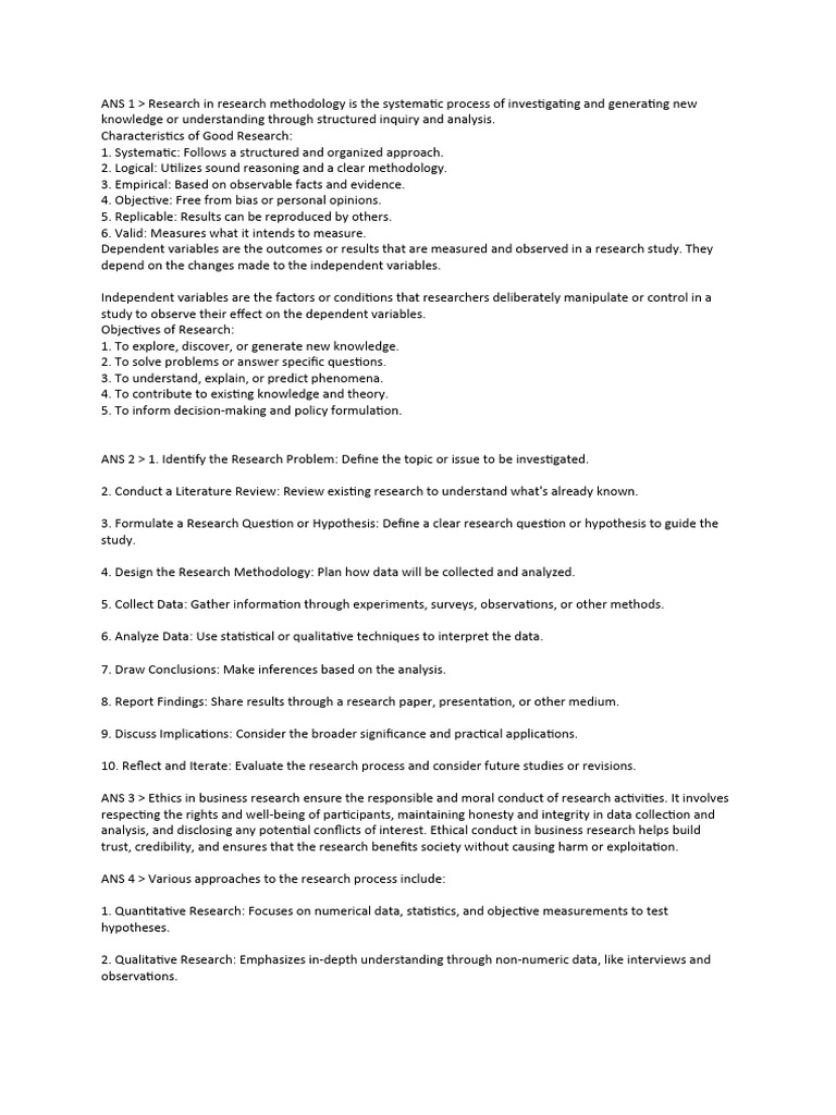 Mcom Sem Answers 3 | PDF | Methodology | Scientific Method