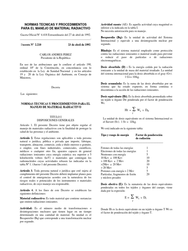 Material Radioactivo 2210 | Descargar gratis PDF | Desintegración ...