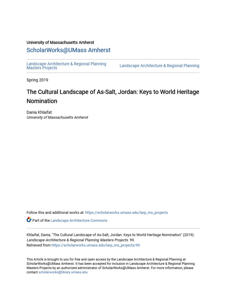 The Cultural Landscape of As-Salt Jordan Keys to World Heritage | PDF ...