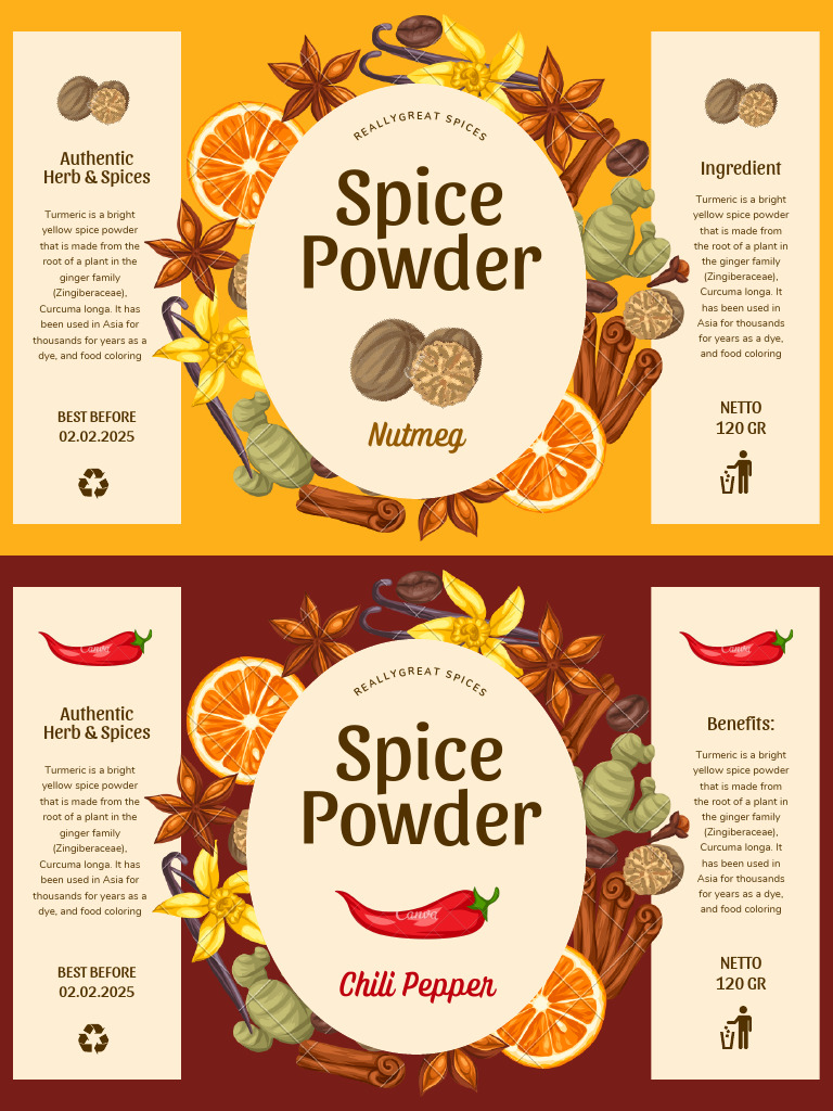 Modern Spice Powder Food Label | PDF | Turmeric | Spice