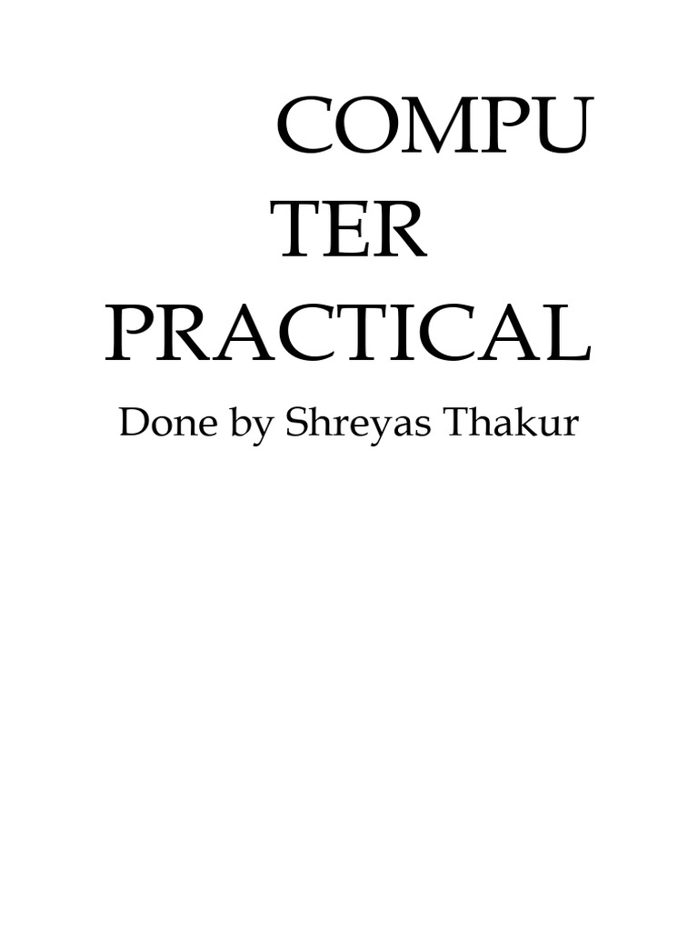 Computer Practical | PDF Computer Practical | PDF