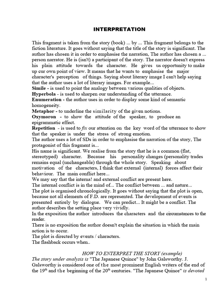 Interpretation | PDF | Narration | Plot (Narrative)