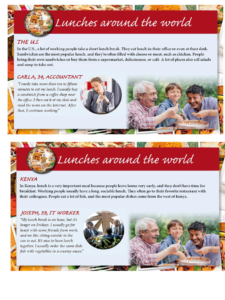 Unit1b - Reading - Lunch Around The World | PDF