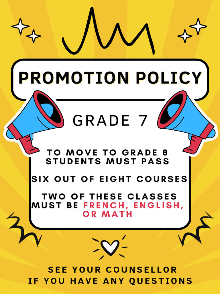 Grade 7 and 8 Promotion Policy | PDF