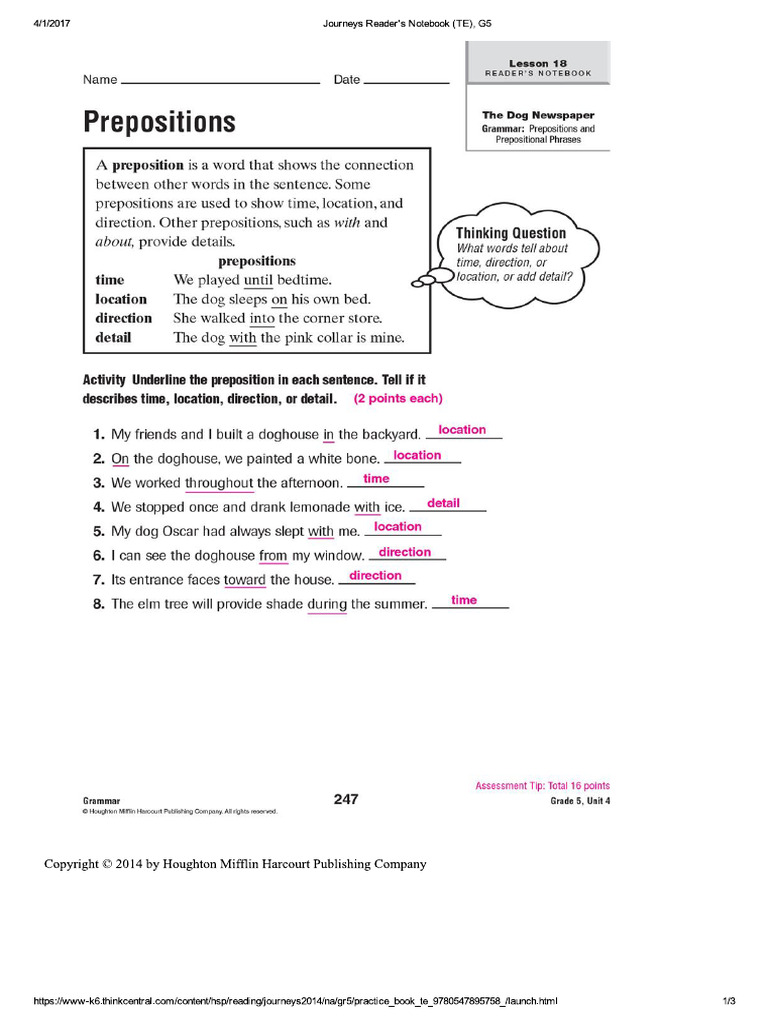 Key Answer Preposition | PDF