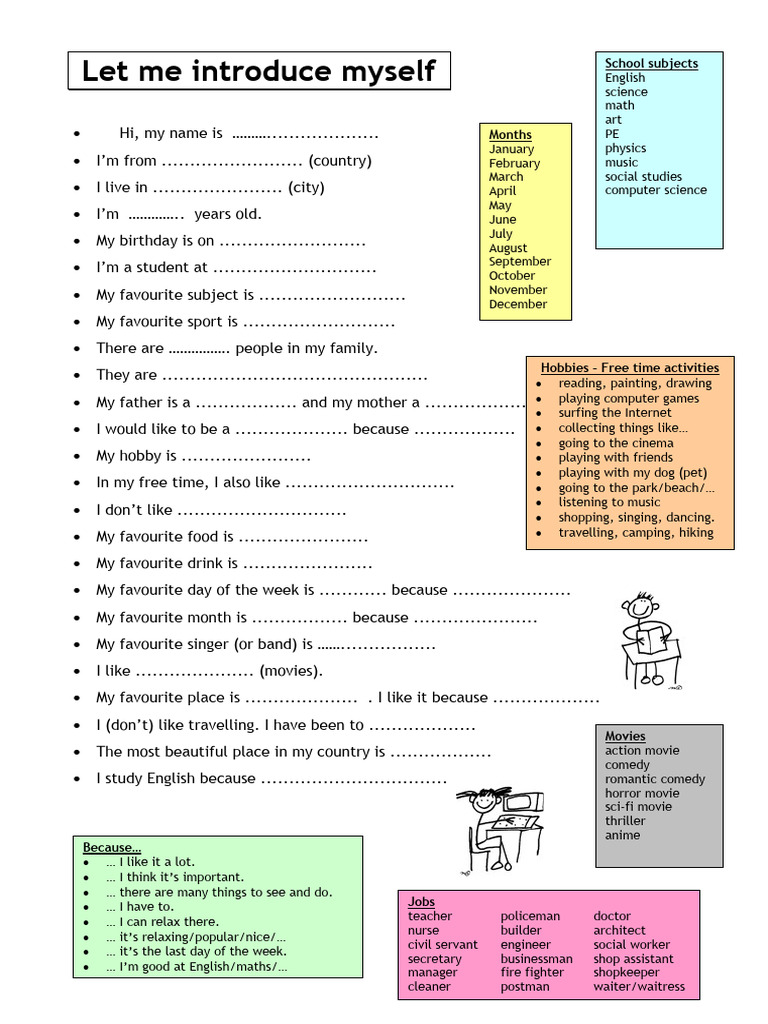 Let Me Introduce Myself Fun Activities Games - 673 | PDF | Language ...