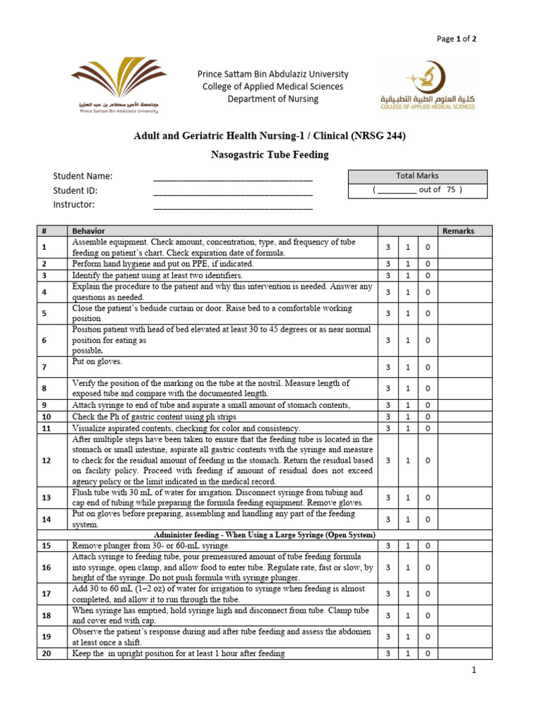 Clinical Handout - NGT Feeding . | PDF | Syringe | Health Sciences