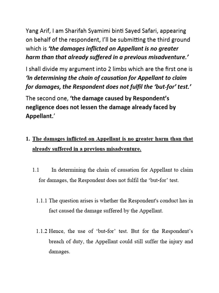 Moot Script | PDF | Negligence | Causation (Law)