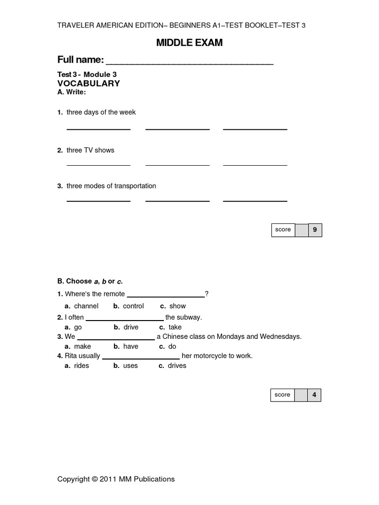 Middle Exam m3 | PDF