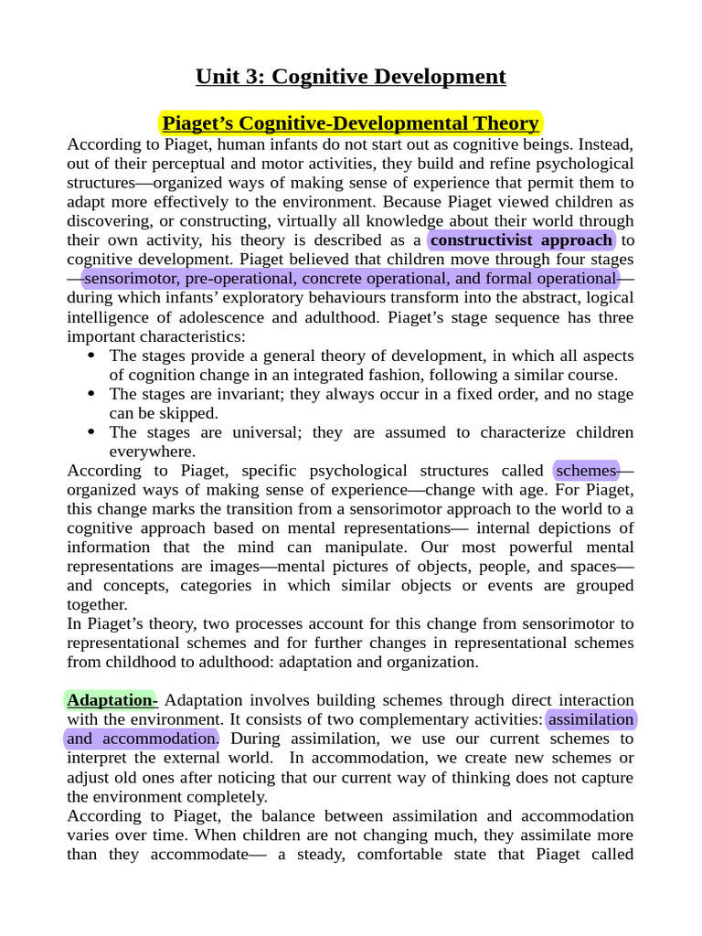 Cogntive Development | PDF | Cognitive Development | Thought