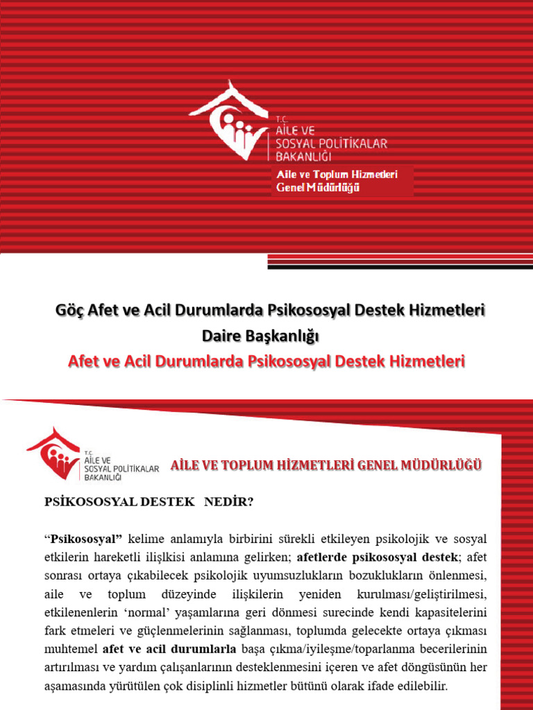 Afet Ve Aci L Durumlarda Psi Kososyal Destek | PDF