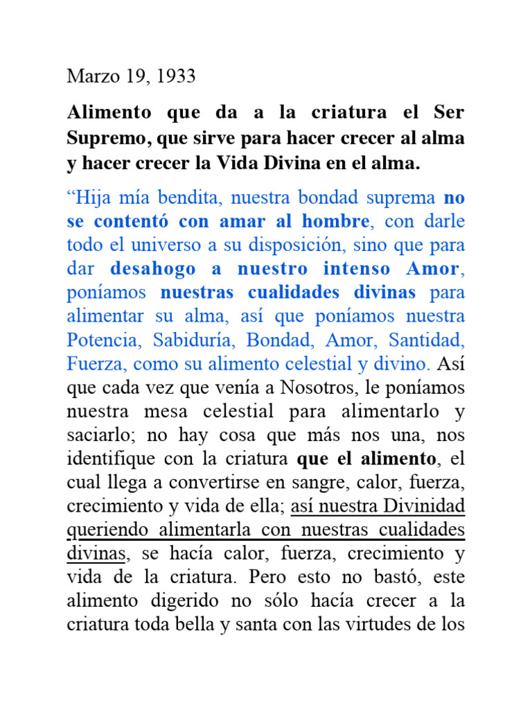 Alimento Que Da A La Critura El Ser Supremo, Que Sirve para Hacer | PDF