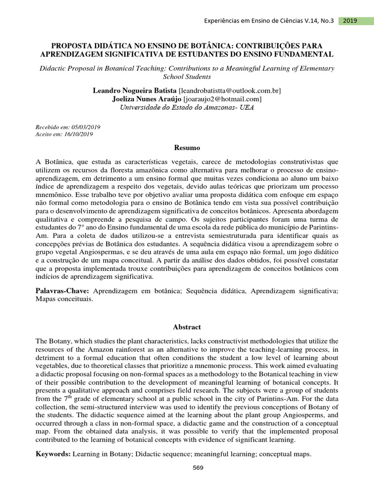 BOTÂNICA MAPAS CONCEITUAIS v14 - n3 - A2019 | PDF | Aprendizado ...