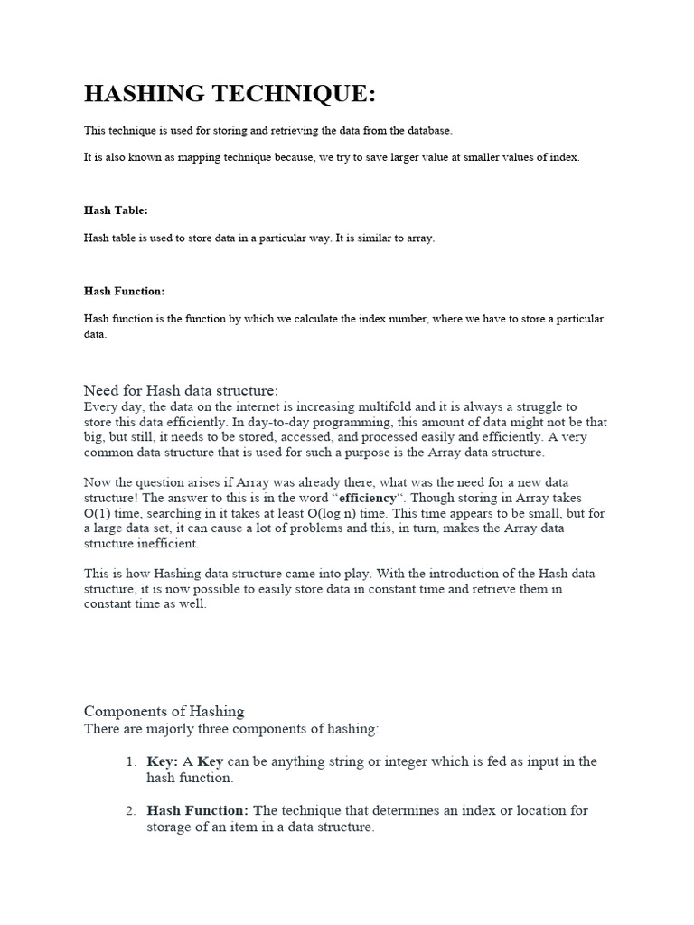 Hashing Techniques | PDF