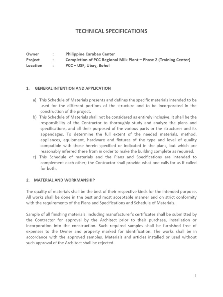 Technical Specifications 1 | PDF