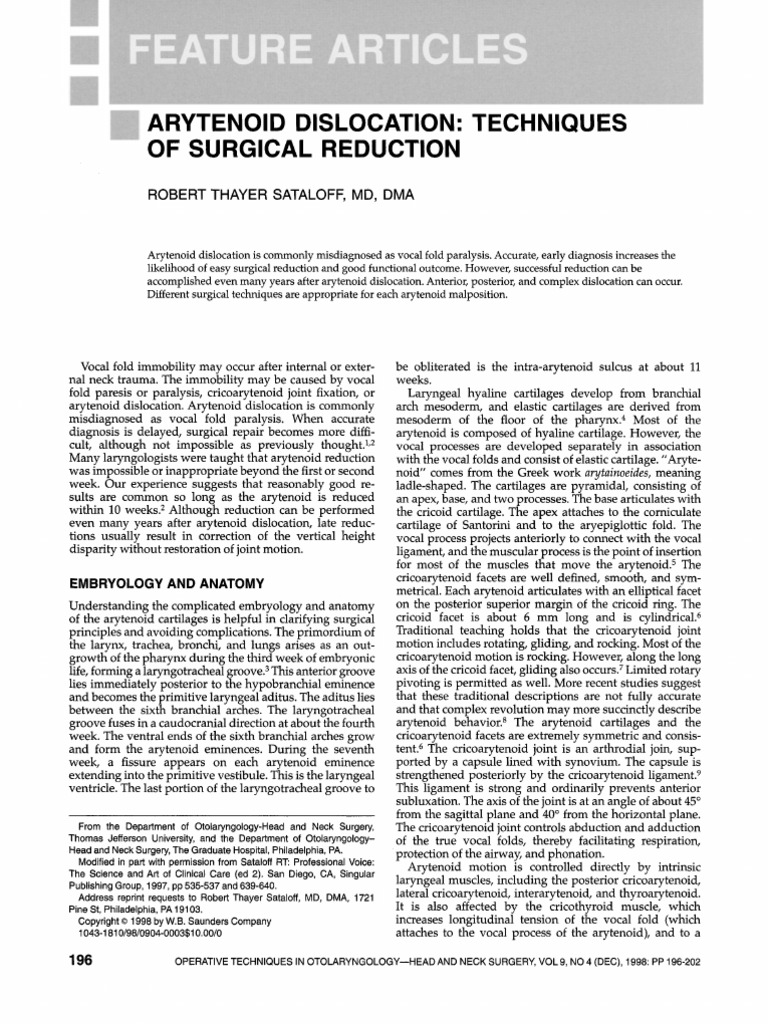 Sataloff 1998 | PDF | Larynx | Otorhinolaryngology