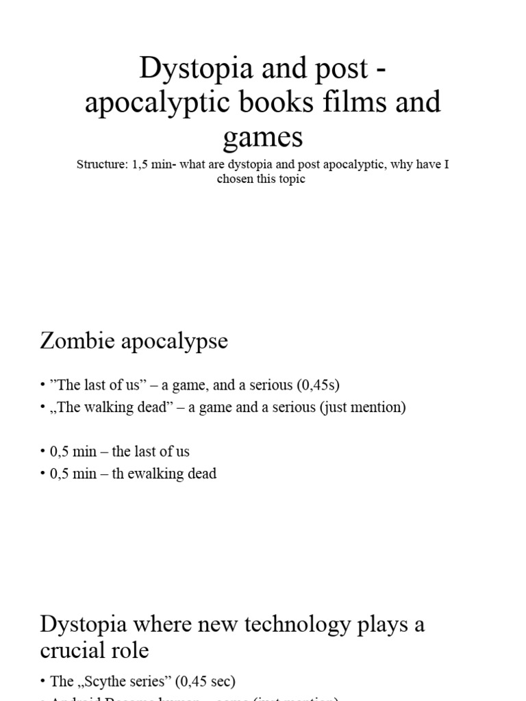 Dystopia and Post-Apolalypse | PDF