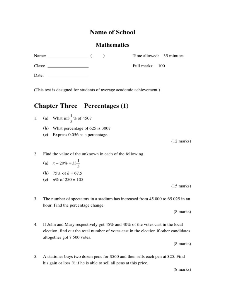 Book Exercise Math Chapter 9 S1 Medium Difficulty | PDF | Interest ...