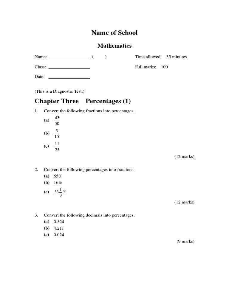 Book Exercise Math Chapter 9 S1 Basic Difficulty | PDF | Percentage ...