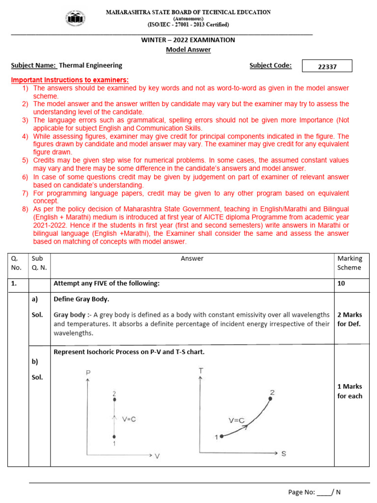 22337-2022-Winter-model-answer-paper | PDF | Heat Exchanger | Heat
