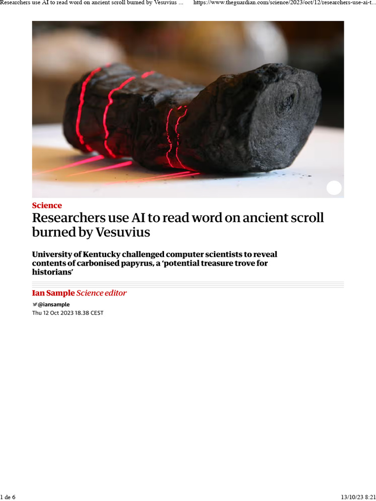 Researchers Use AI To Read Word On Ancient Scroll Burned by Vesuvius ...