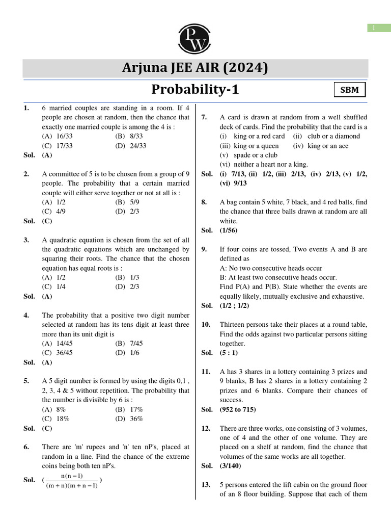 Standard Book Material (01) Probability | PDF | Odds | Probability