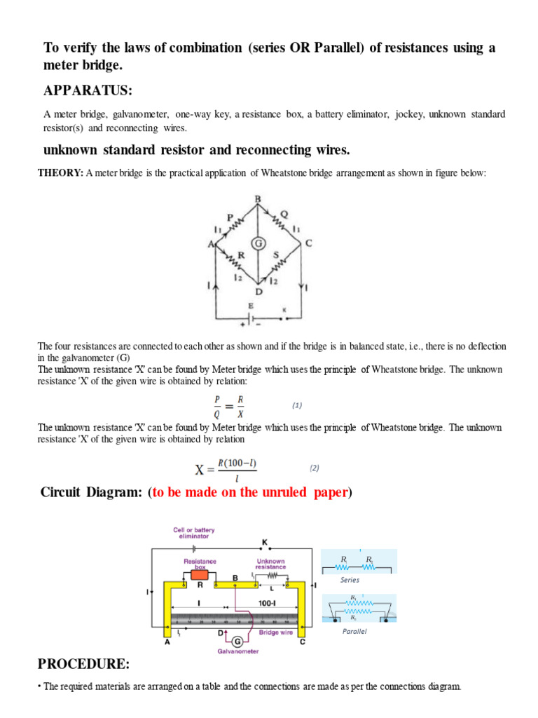 To Verify The Series and Parallel Combination | PDF | Electrical ...