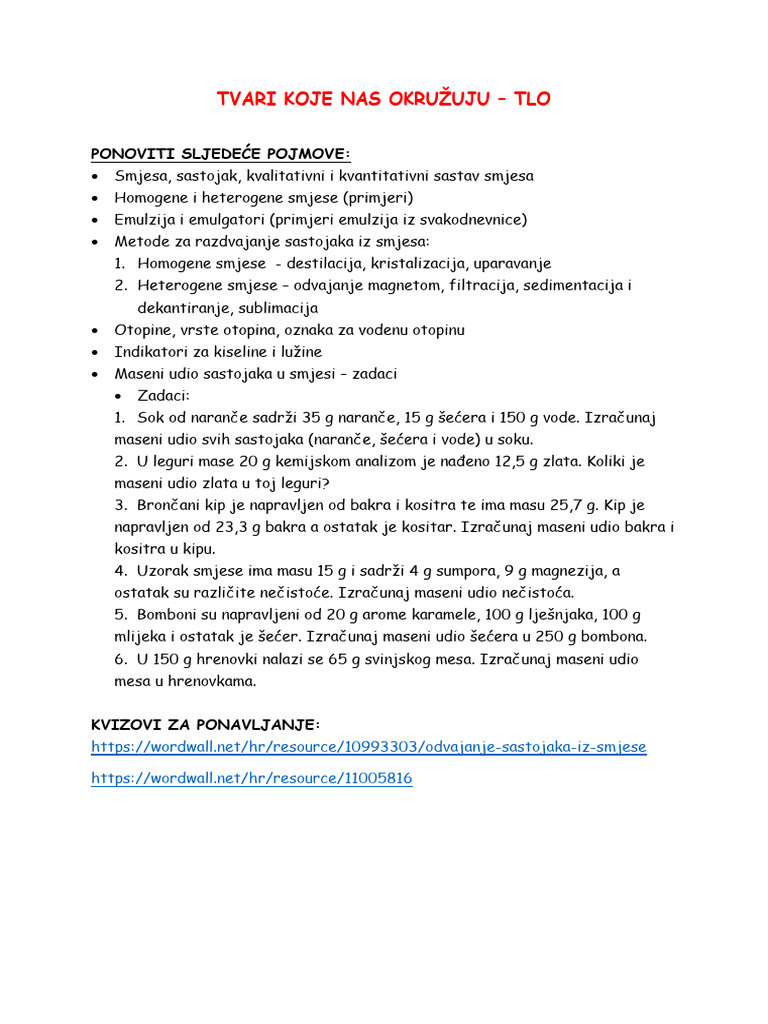 Ponavljanje Za 2. Pisanu Provjeru | PDF