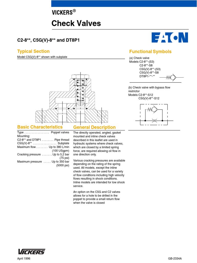 Check Valves: Vickers | Download Free PDF | Valve | Viscosity