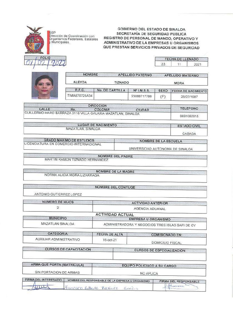 1.-Hoja de Datos Generales (Original) | PDF