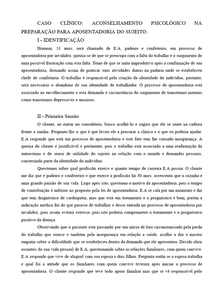 Trab - Caso Clínico Aconselhamento Psicológico | PDF | Família | Psicologia