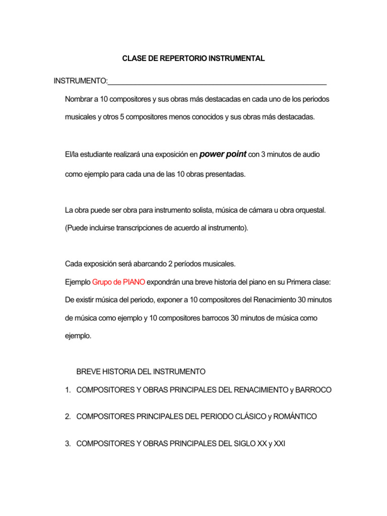 Repertorio Instrumental: Compositores y Obras por Período | PDF | Piano ...