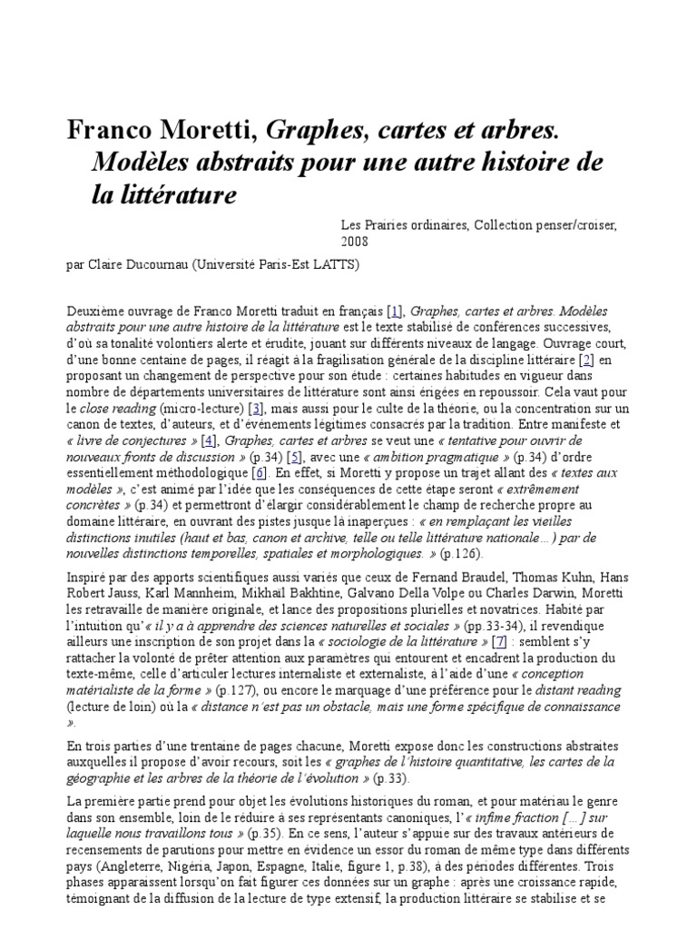 DUCOURNAU Claire. Franco MORETTI. Graphes, Cartes Et Arbres | PDF ...