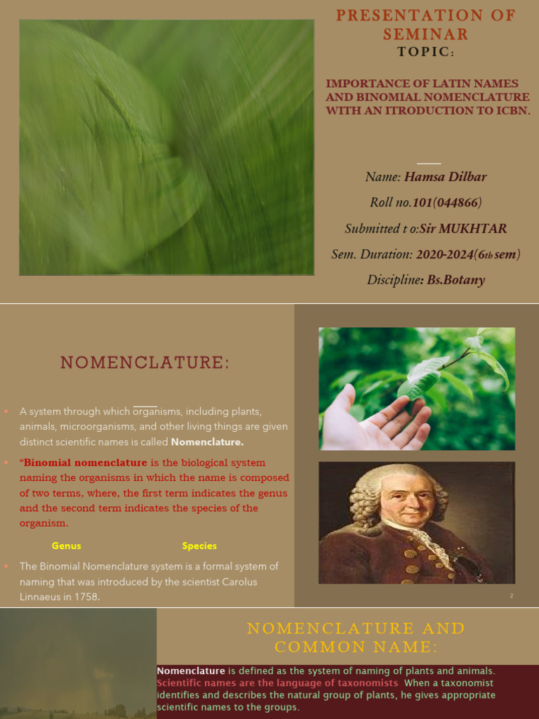 Nomenclature (Autosaved) - 1 | PDF | Genus | Taxonomy (Biology)