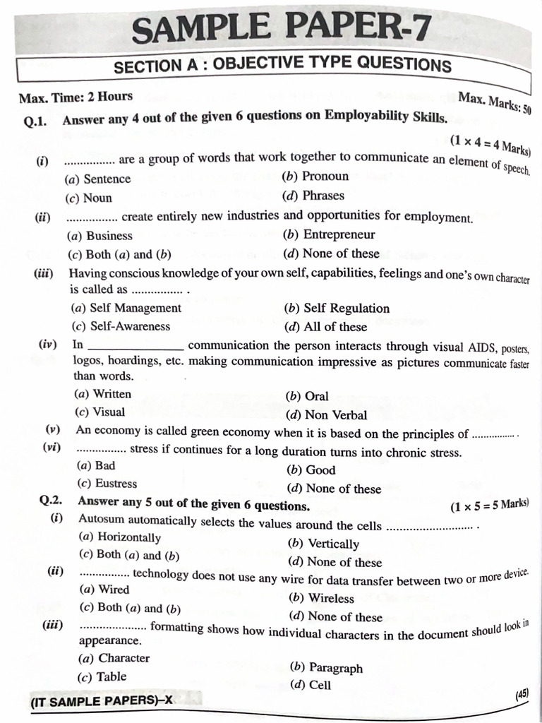 Sample Paper - 7 | PDF