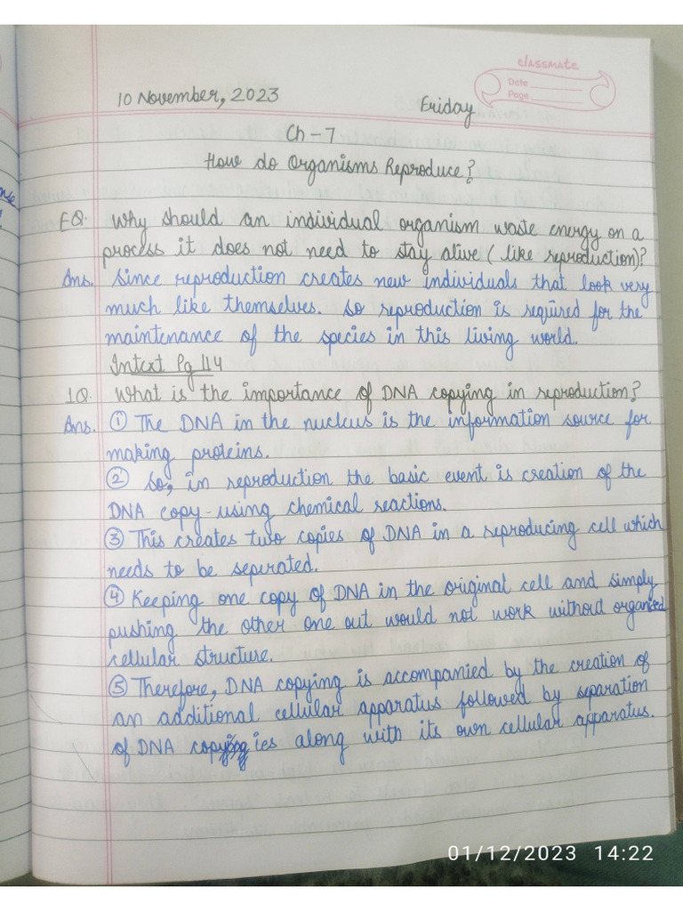 Reproduction 10 Classnotes | PDF