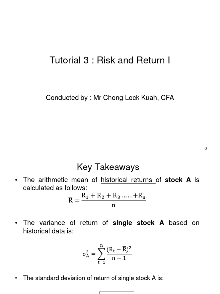FIN2004 2704 2021 2022 Semester 1 Tutorial 3 Risk and Return I | PDF